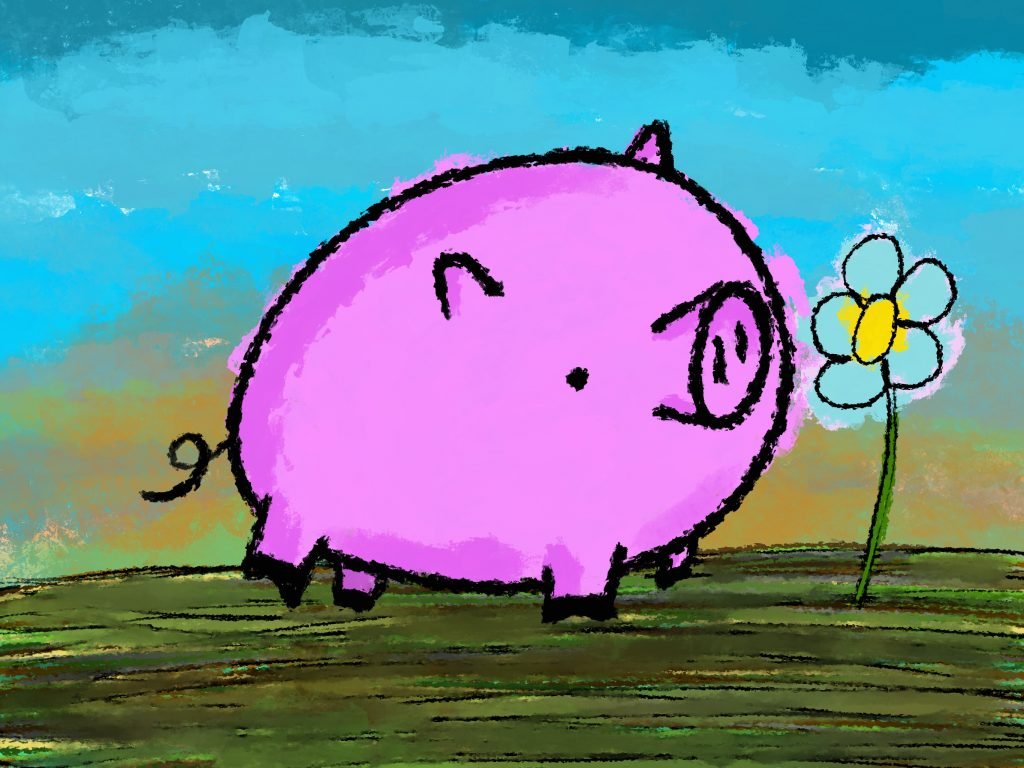 Pig Print – Blue Daisy – eserkaln.com